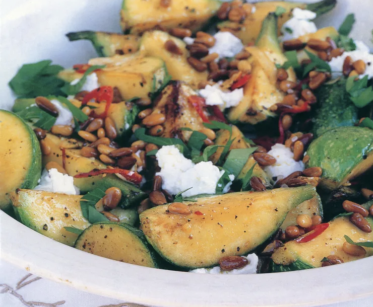 Courgettes with Goats Cheese with Chilli & Pine Nuts by Fran Warde ...